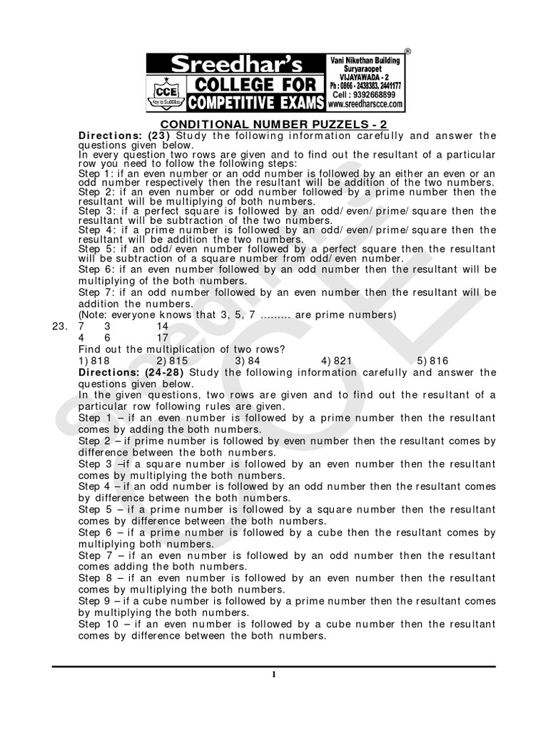 Advanced Program-Reasoning - Conditional Number Puzzels - 4 | PDF ...