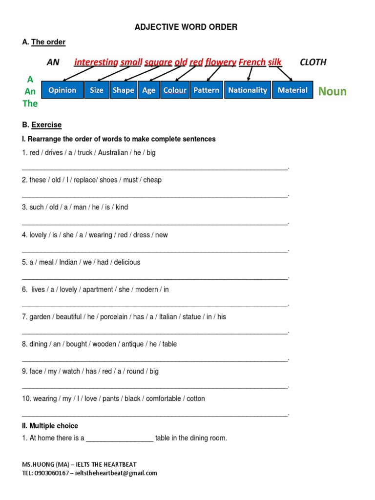 Adjective Word Order | PDF | Clothing