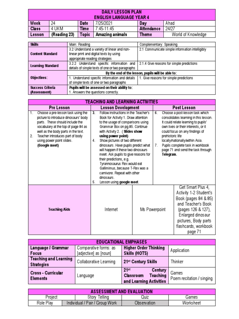 Amazing Animals Lesson Plan | PDF | Lesson Plan | Teachers