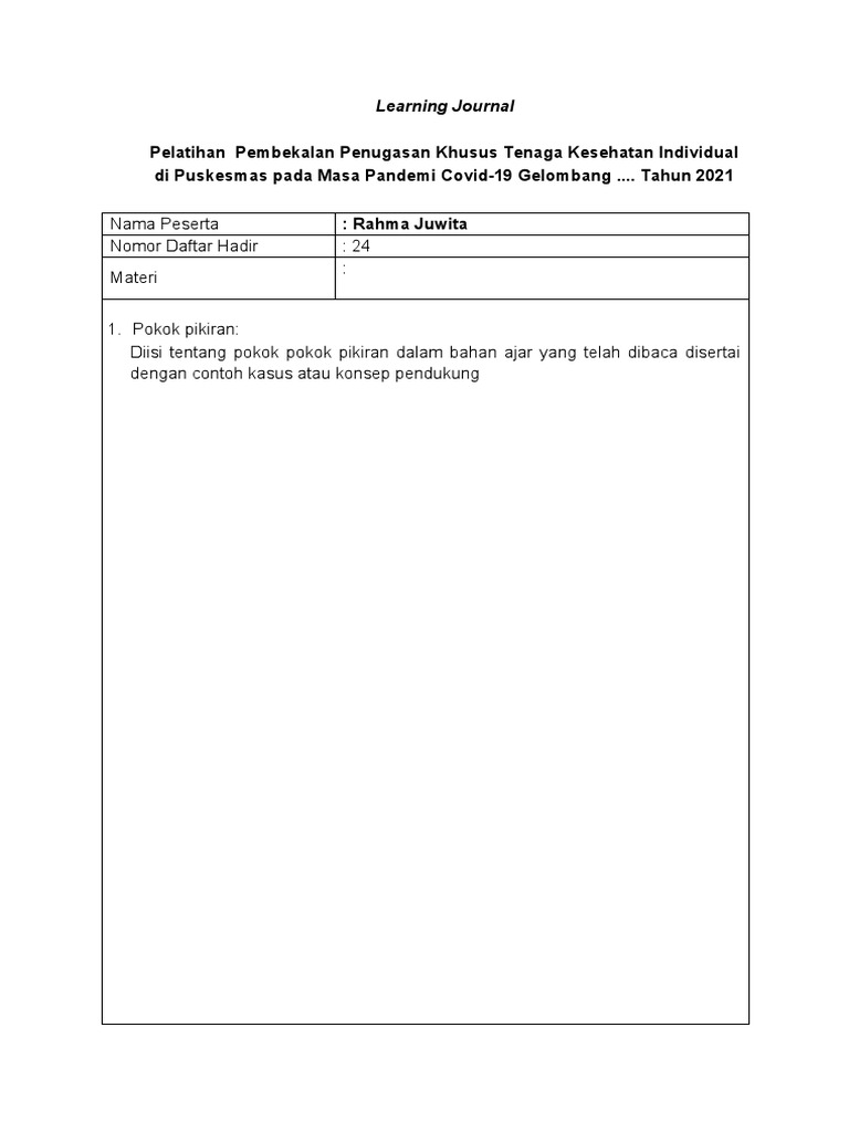 Format Learning Journal | PDF | Karier & Perkembangan | Seni