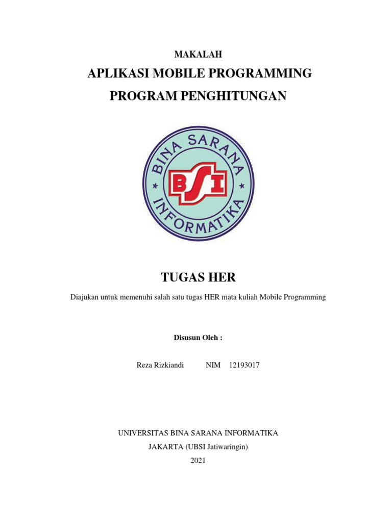 Tugas Her Mobile Programming Reza Rizkiandi Pdf