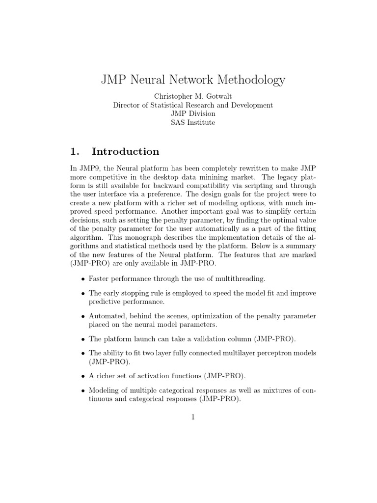 JMP Neural Network Methodology | PDF | Cross Validation (Statistics ...