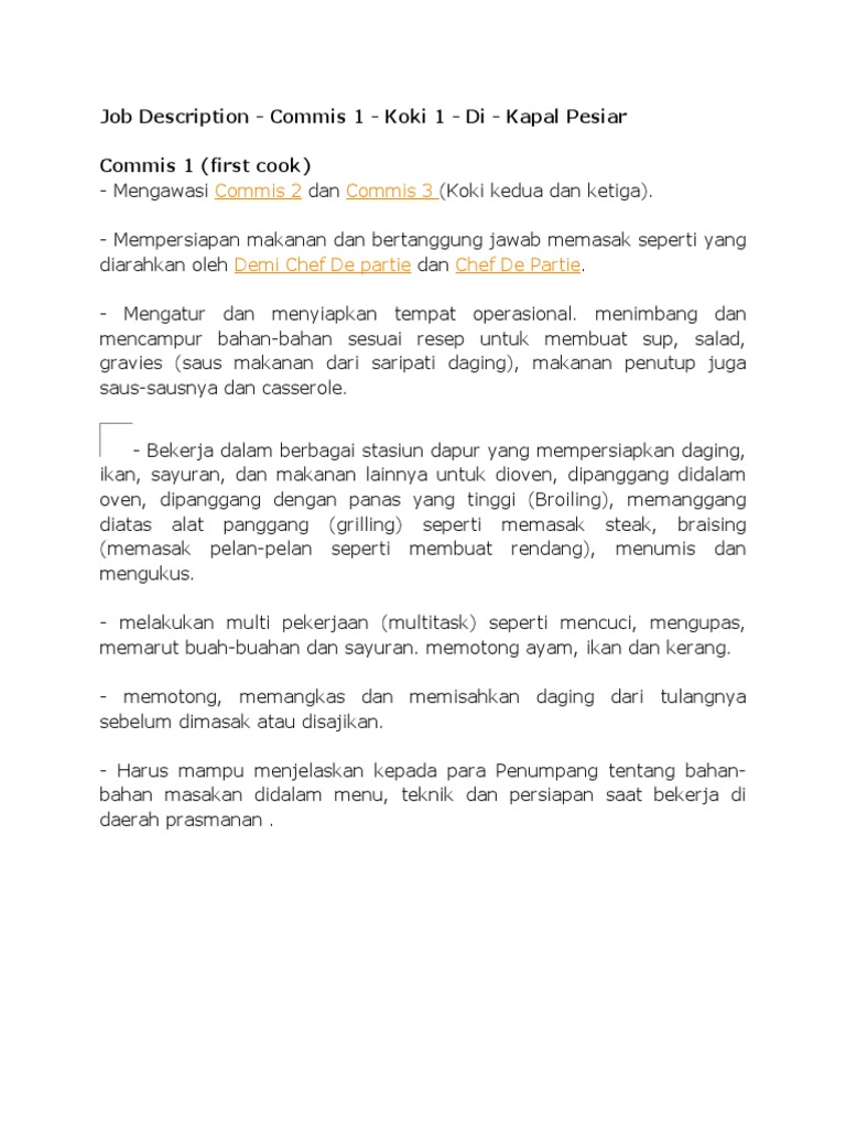 Job Description Koki | PDF