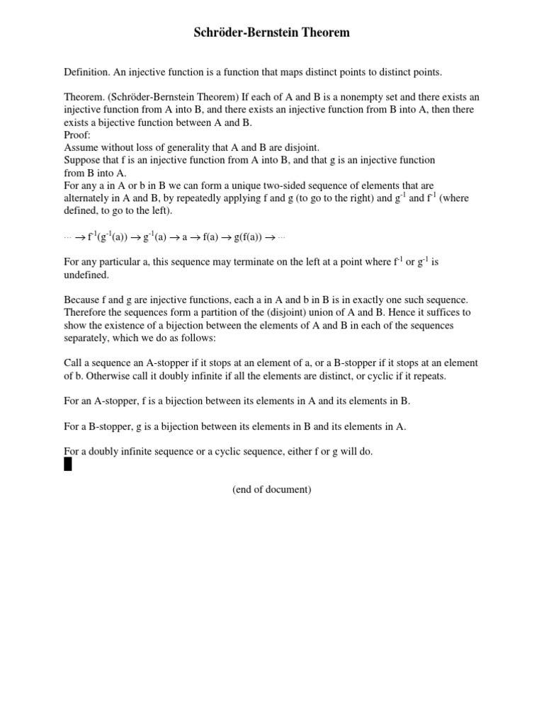 Schröder-Bernstein Theorem | PDF | Teaching Methods & Materials