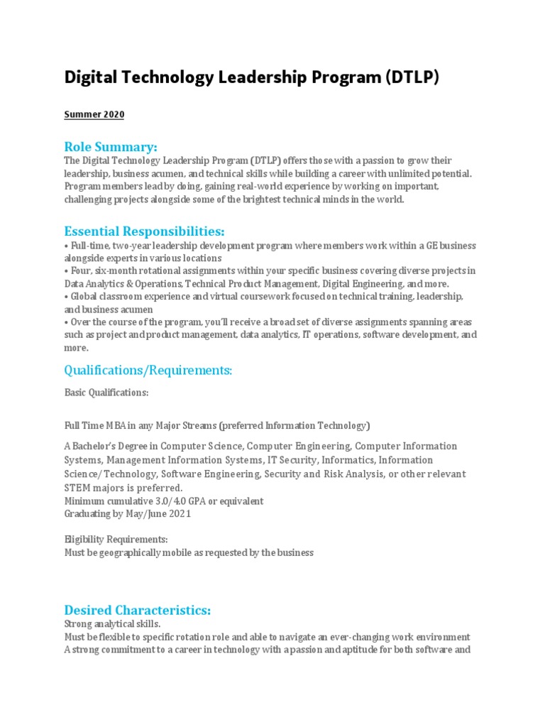 Developing Leaders Through Experience: An Overview of the GE Digital ...