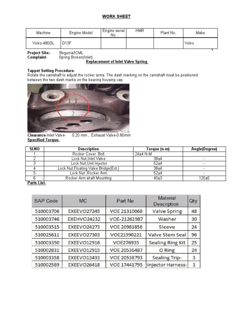 Volvo 480 Engine-Valve Spring Replacement | PDF