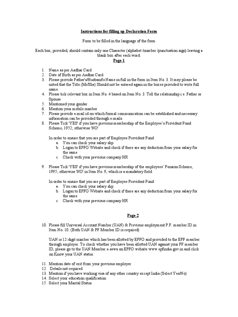 Instruction To Fill Form No 11 | PDF