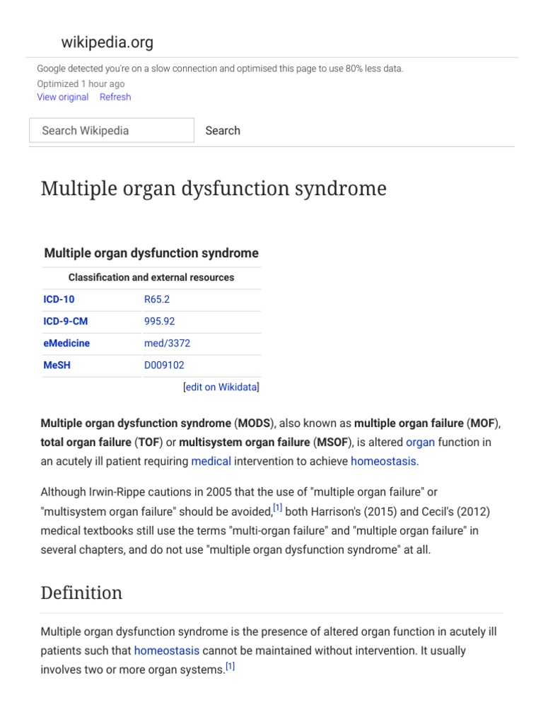 Multiple Organ Dysfunction Syndrome | PDF | Diseases And Disorders ...