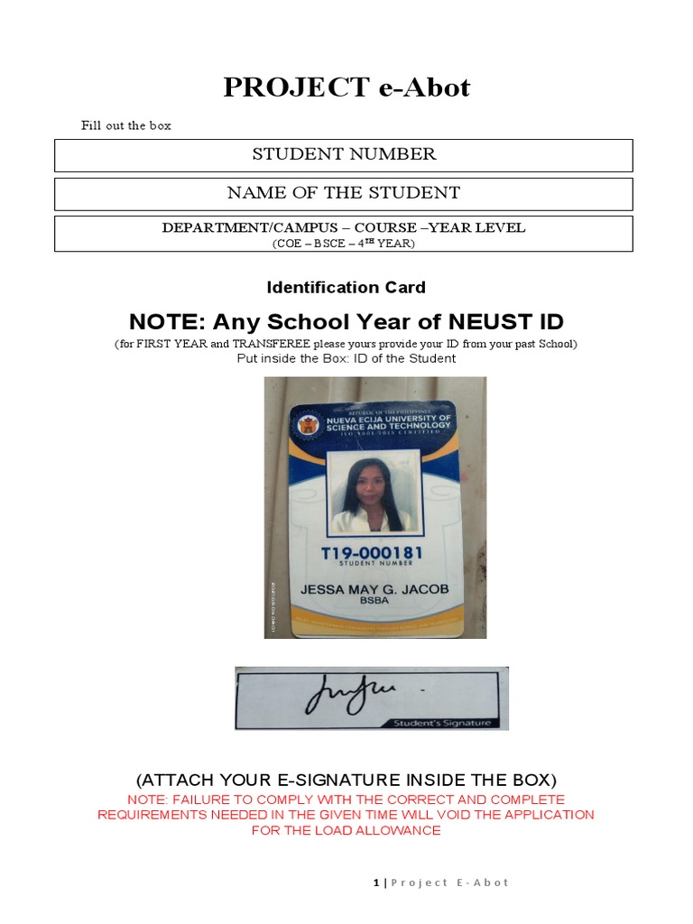 Project e Abot Form | Download Free PDF | Identity Document | Government