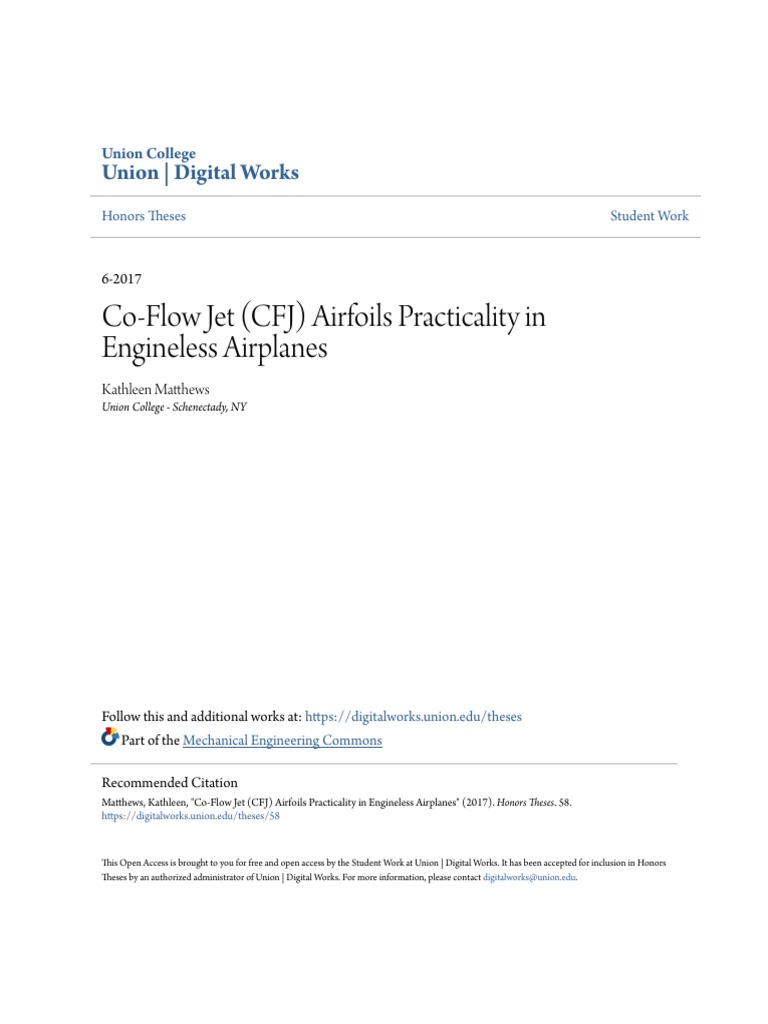 Co-Flow Jet (CFJ) Airfoils Practicality in Engineless Airplanes | PDF ...