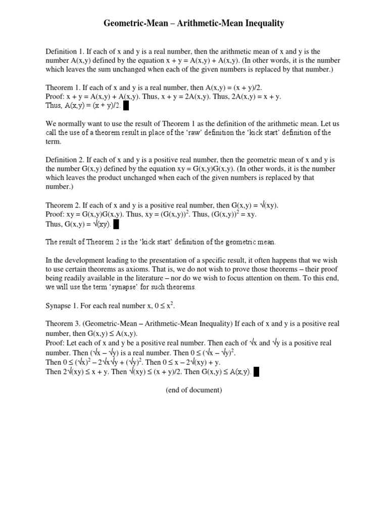 Geometric-Mean Arithmetic-Mean Inequality | PDF
