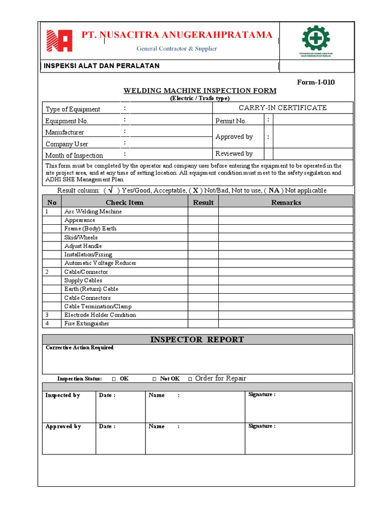 10.a. Welding Machine Inspection (Electric, Travo Type) | PDF