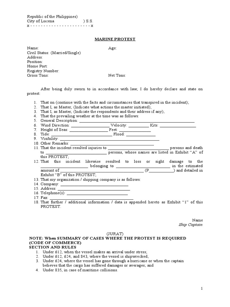 Marine Protest | PDF | Sea Captain | Water Transport