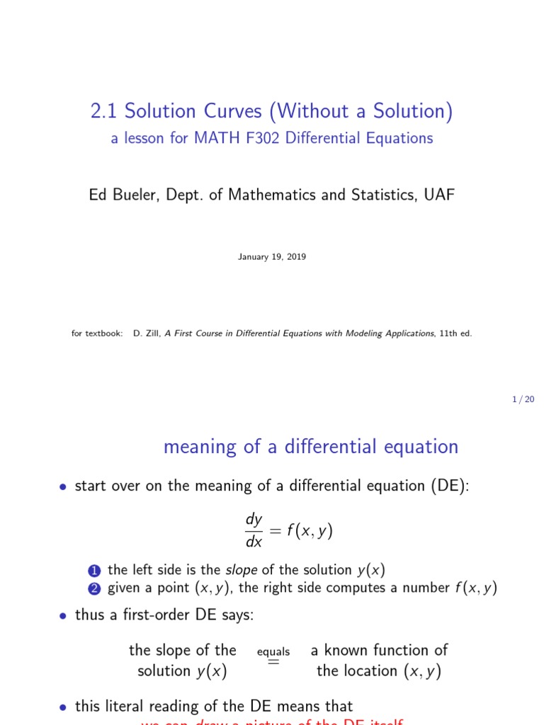 2.1 Solution Curves (Without A Solution) : A Lesson For MATH F302 ...