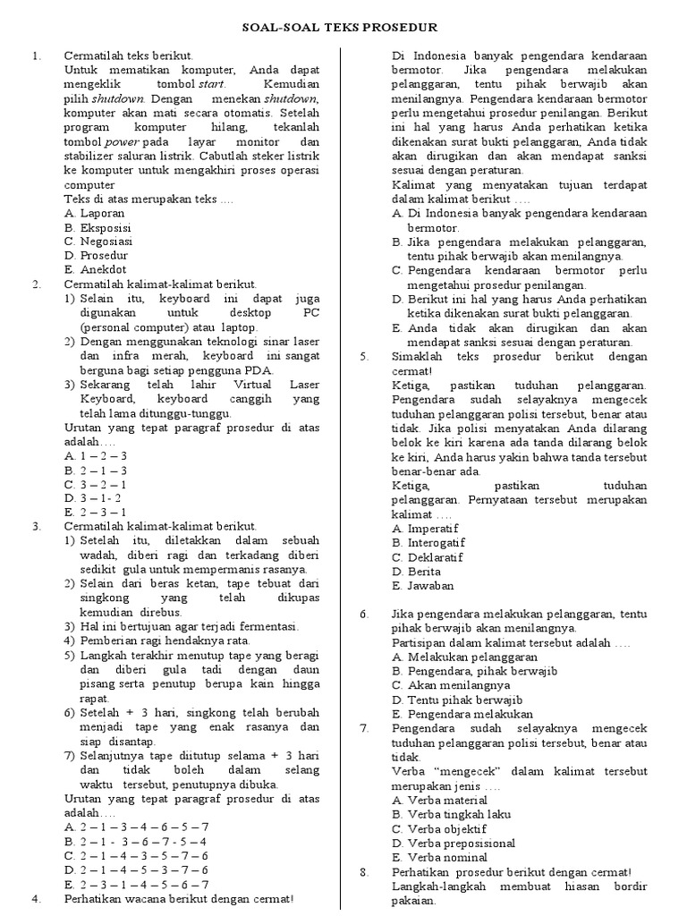 Soal Teks Prosedur | PDF
