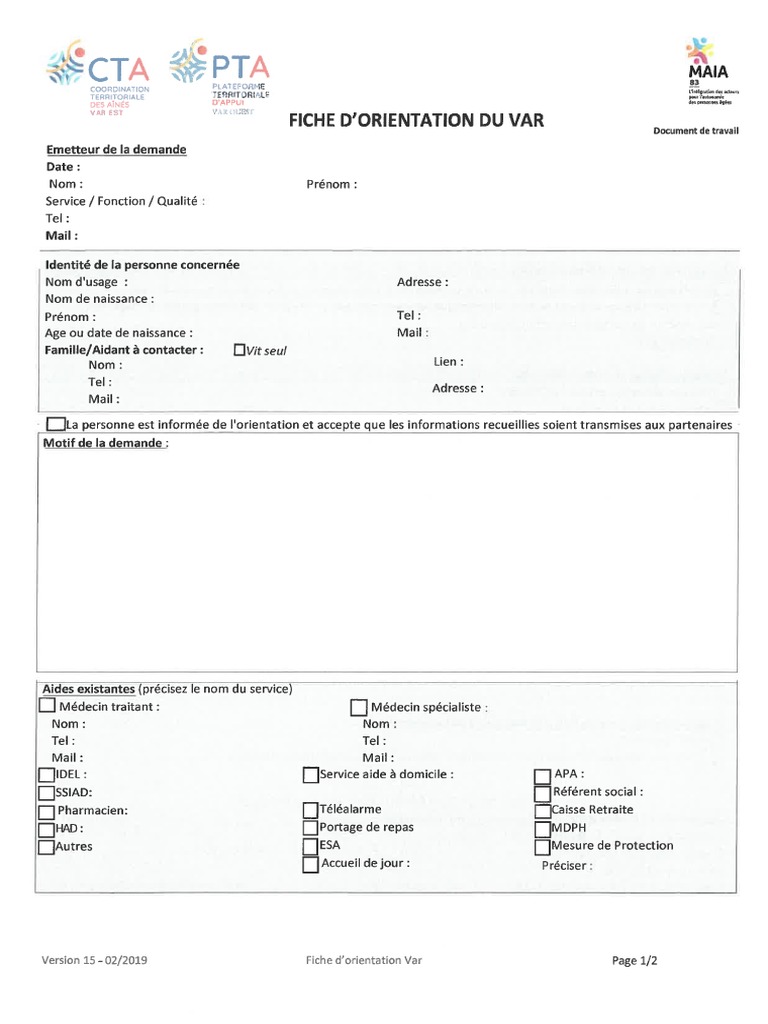 CTA - PTA Fiche D Orientation | PDF