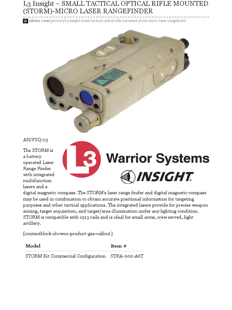 L3 Insight - SMALL TACTICAL OPTICAL RIFLE MOUNTED (STORM) - MICRO LASER ...