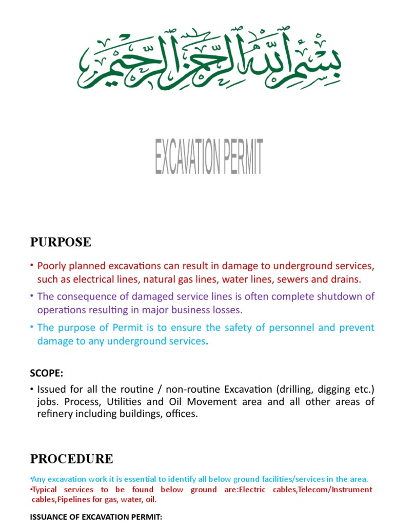 Guidelines for Safe Excavation: Procedures for Obtaining an Excavation ...