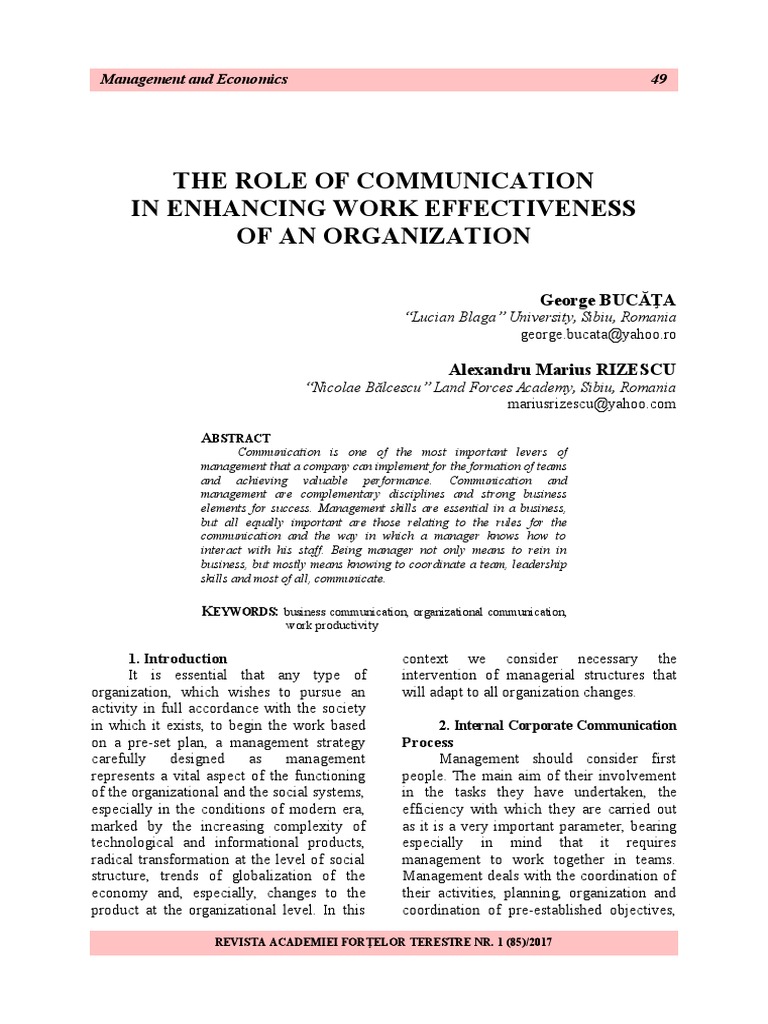 The Role of Communication | PDF | Communication | Leadership