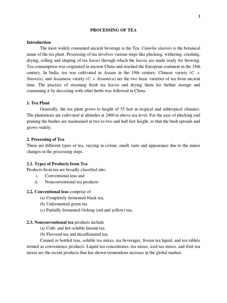 1587535287unit III Processing of Tea | PDF | Tea | Green Tea