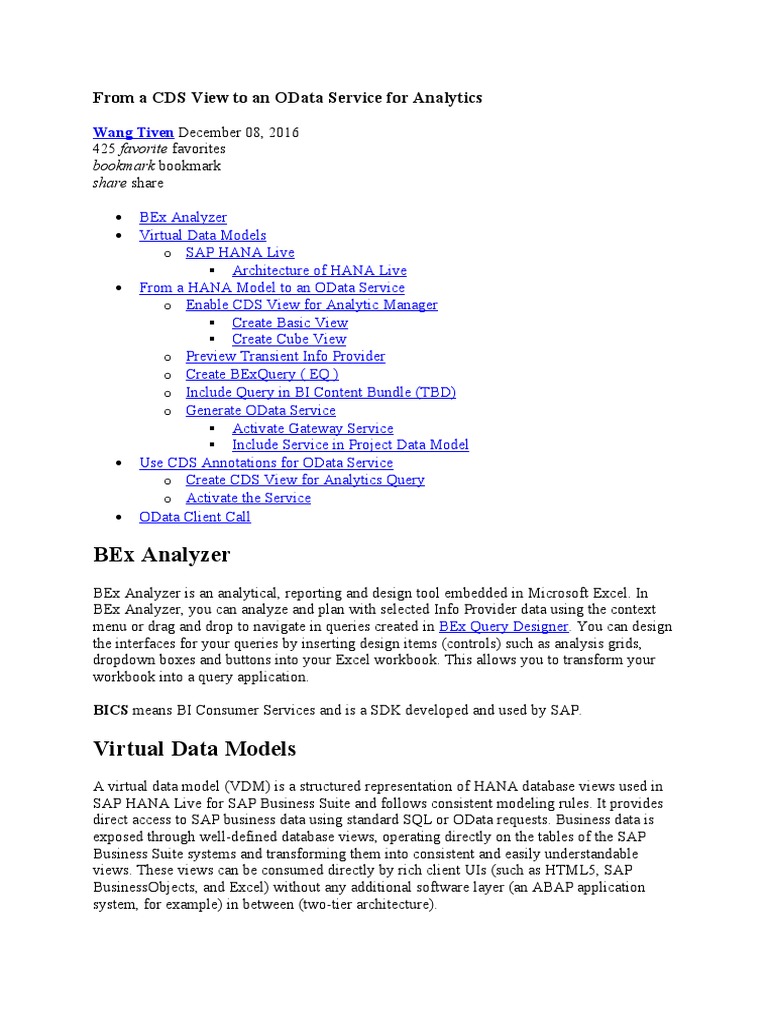 From A CDS View To An OData Service For Analytics | PDF | Analytics ...