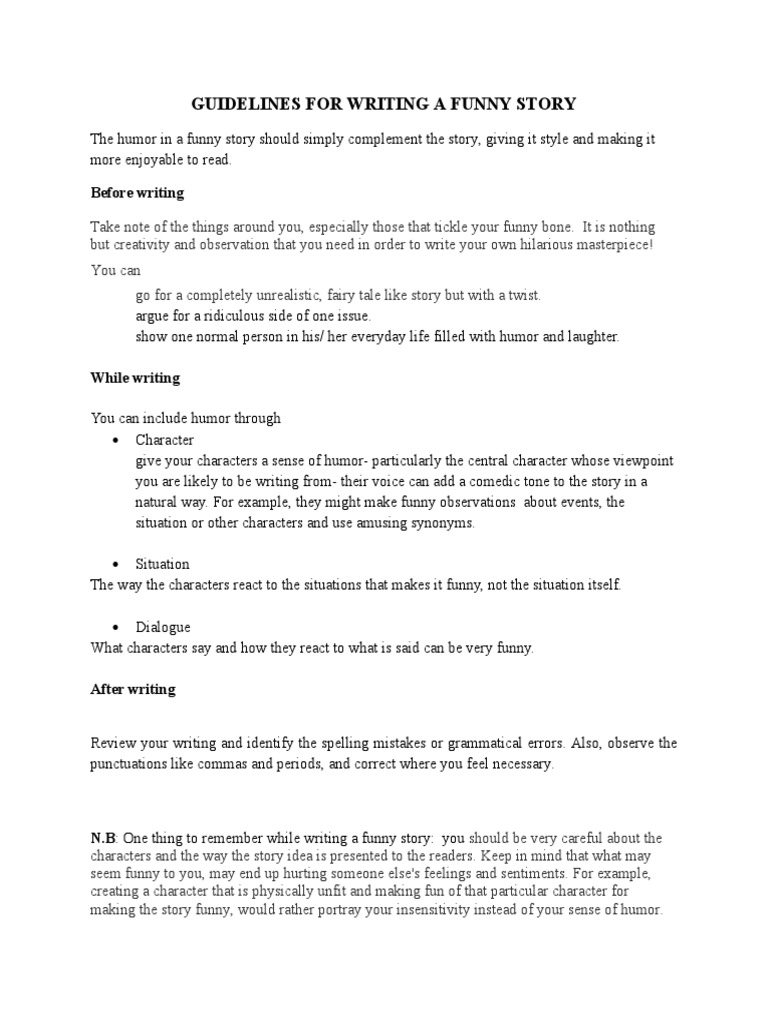 Guidelines for Writing Humorous Stories | PDF