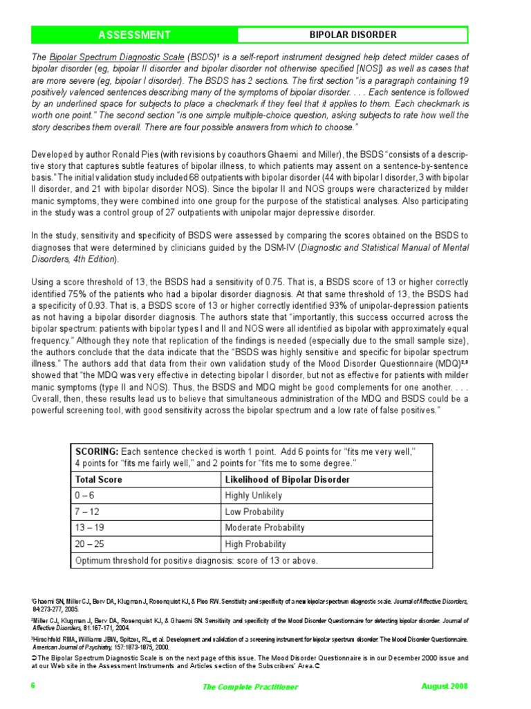 BSDS | PDF | Bipolar Disorder | Mental Disorder