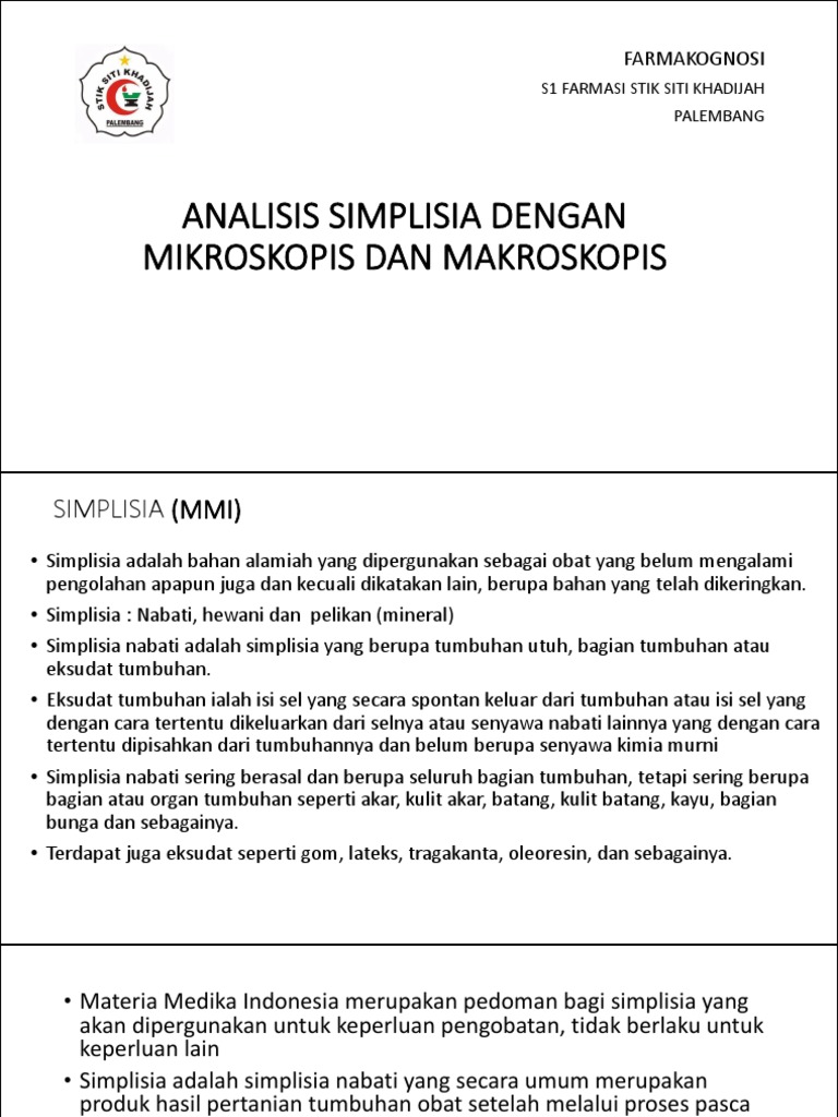 Analisis Simplisia: Metode dan Kandungan | PDF
