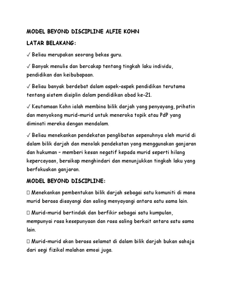 Model Beyond Discipline Alfie Kohn | PDF
