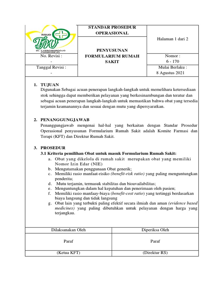 I B Sop Penyusunan Formularium Pdf