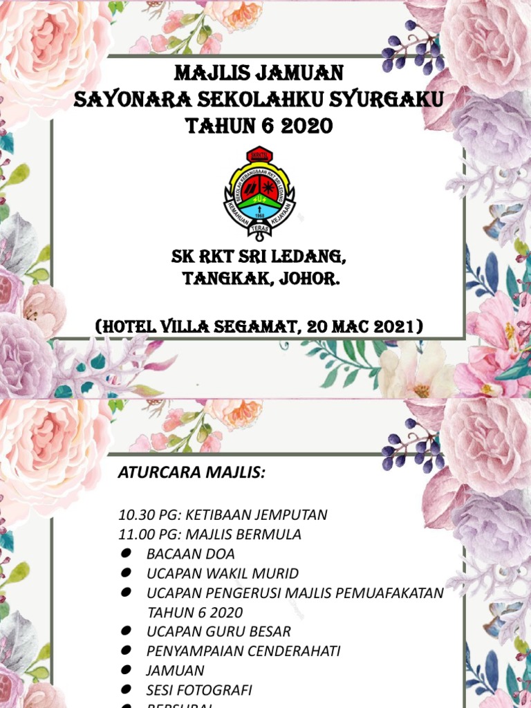 Buku Program Jamuan Tahun 6 2020 | PDF