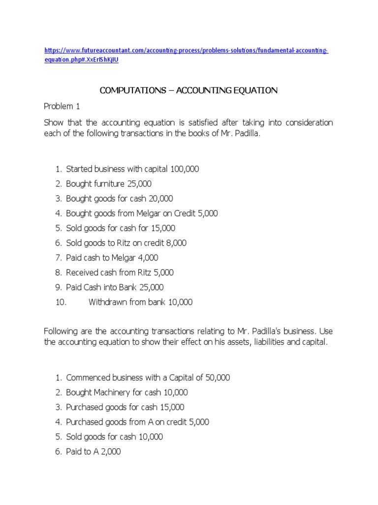 Problem 1 Accounting Equation | Download Free PDF | Liability (Financial Accounting) | Banking
