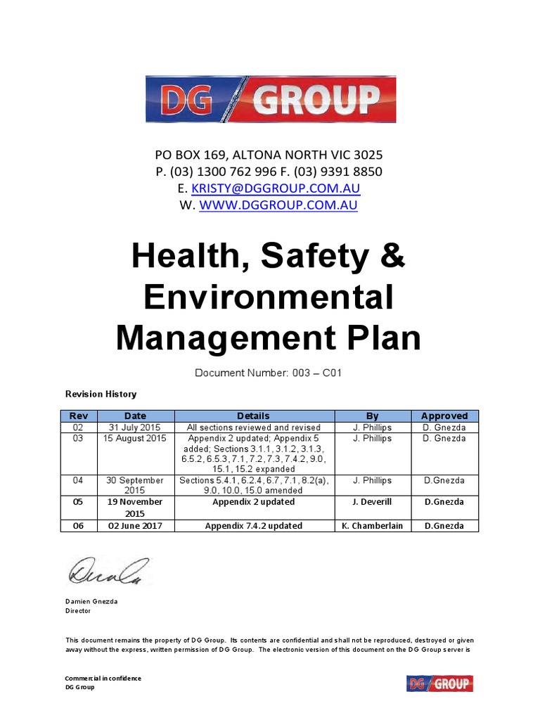 Health Safety Environmental Management Plan | PDF | Occupational Safety ...