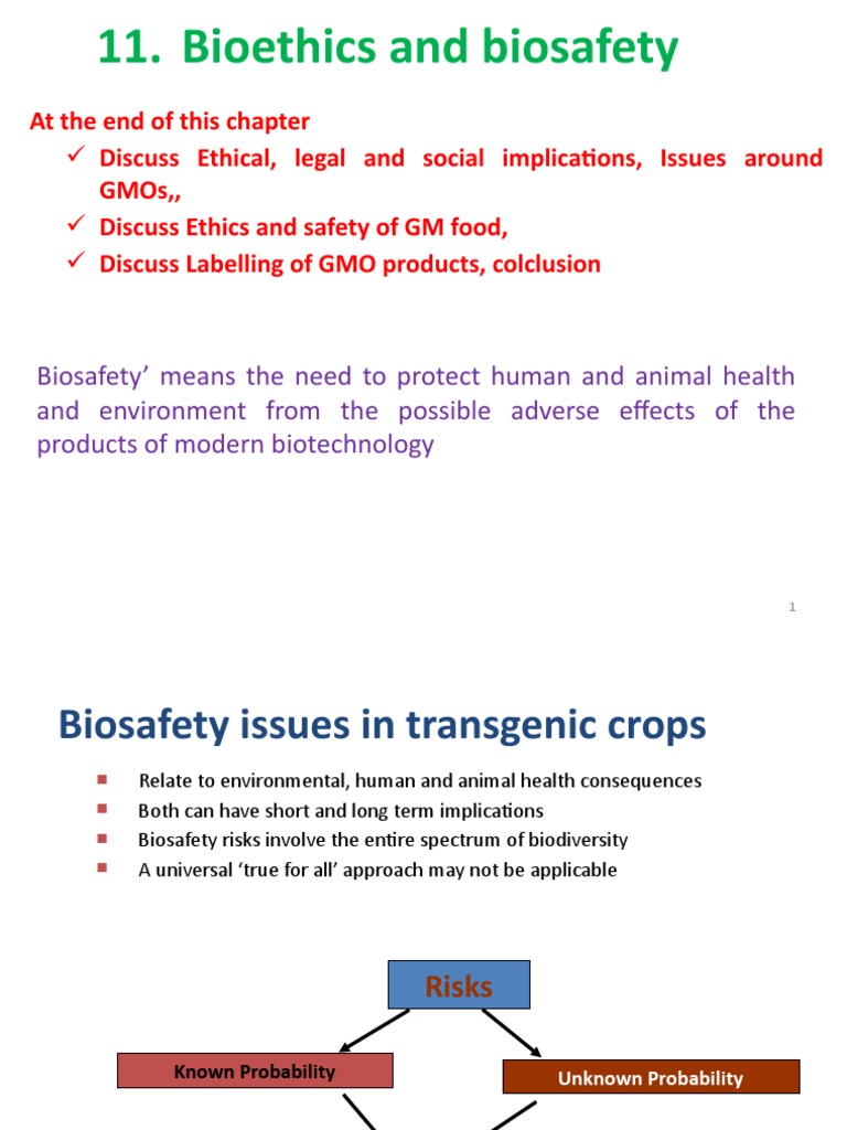Biosafty and Bioethics 3rd Year Biology Dep't | PDF | Genetically ...