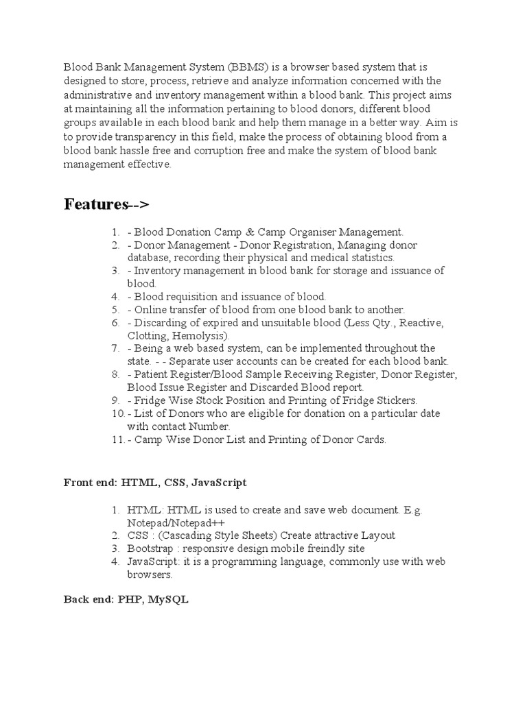Blood Bank Management System | PDF | World Wide Web | Internet & Web