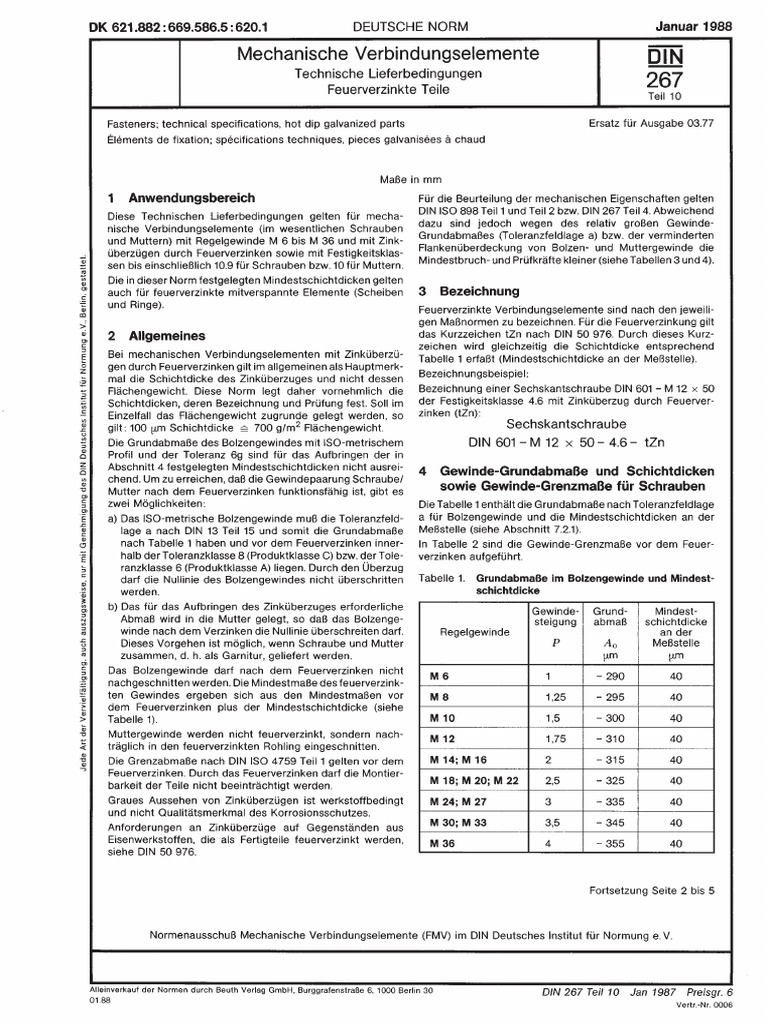 Din 267-10 1988-01 | PDF