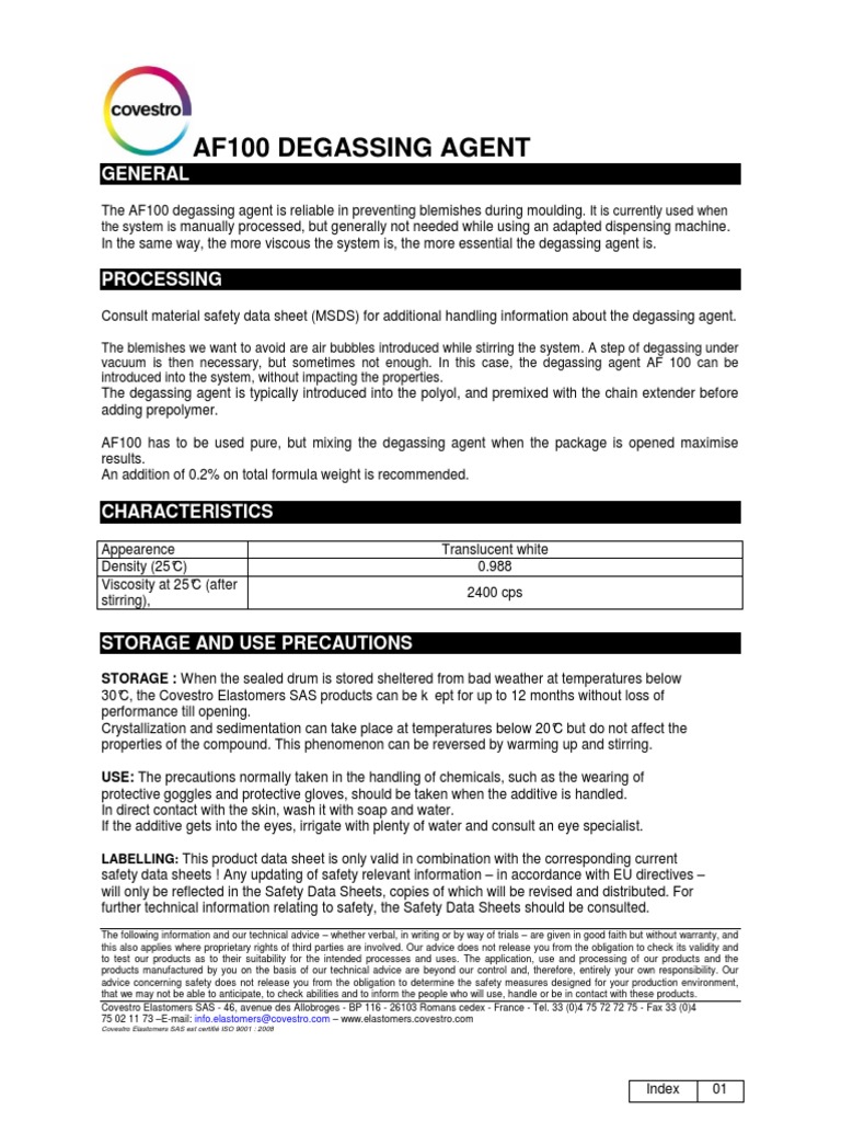 DEGASSING AGENT AF 100 - Ind1 - Ang | PDF | Chemistry | Materials
