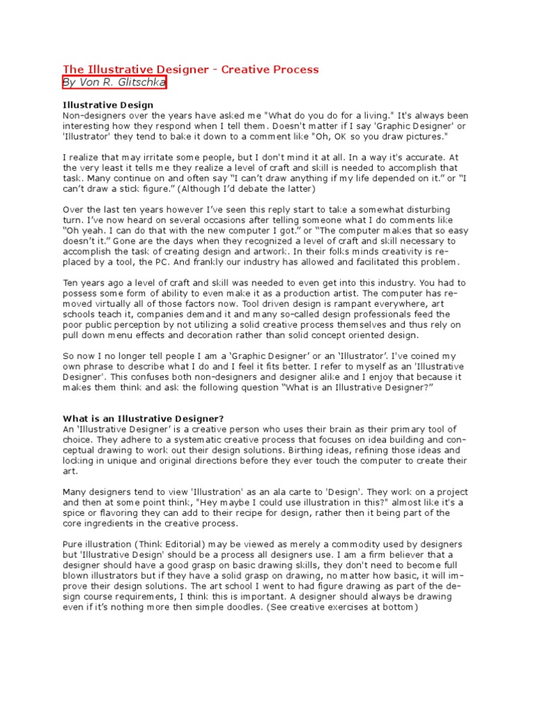 By Von R. Glitschka: The Illustrative Designer - Creative Process | PDF