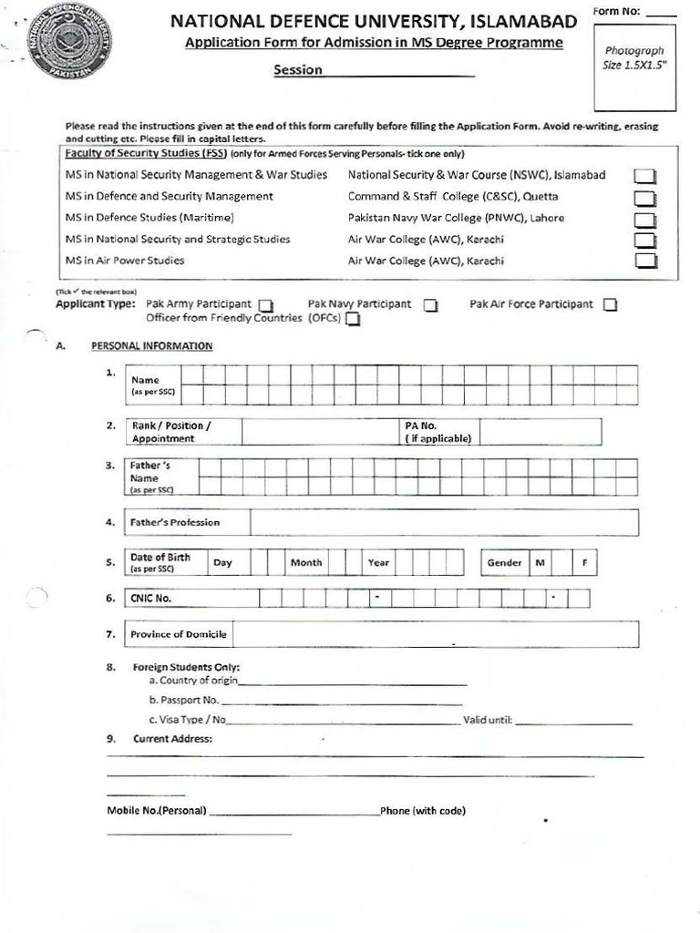 NDU Form | PDF | Educational Assessment And Evaluation | Qualifications
