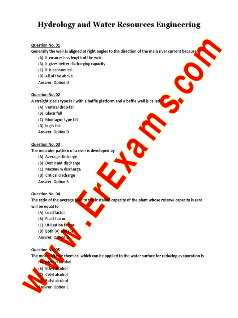 Hydrology Exam Questions and Answers | PDF | River | Discharge (Hydrology)