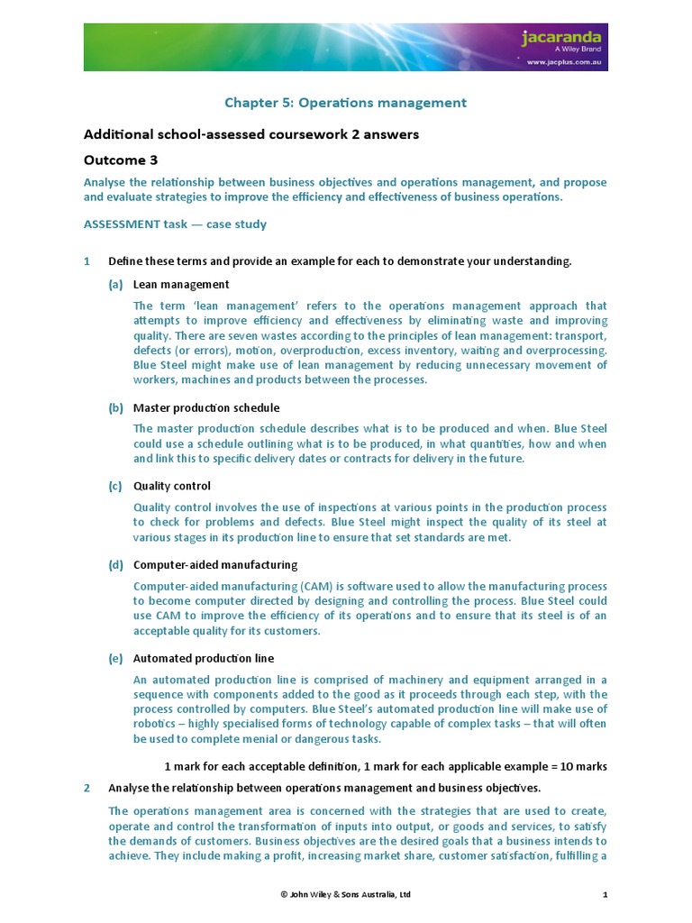 Chapter 5 Additional 2 SOLUTIONS | Download Free PDF | Operations Management | Automation