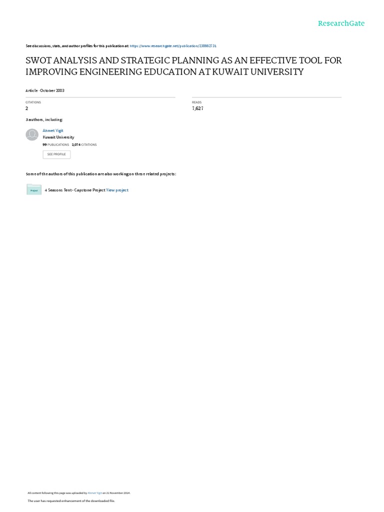 Swot Analysis and Strategic Planning As An Effective Tool For Improving ...
