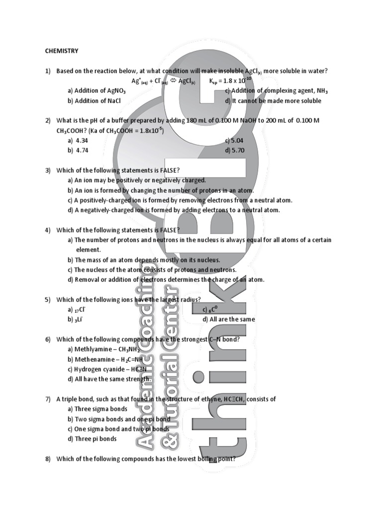 How to Make Silver Chloride More Soluble in Water | PDF | Cell (Biology ...