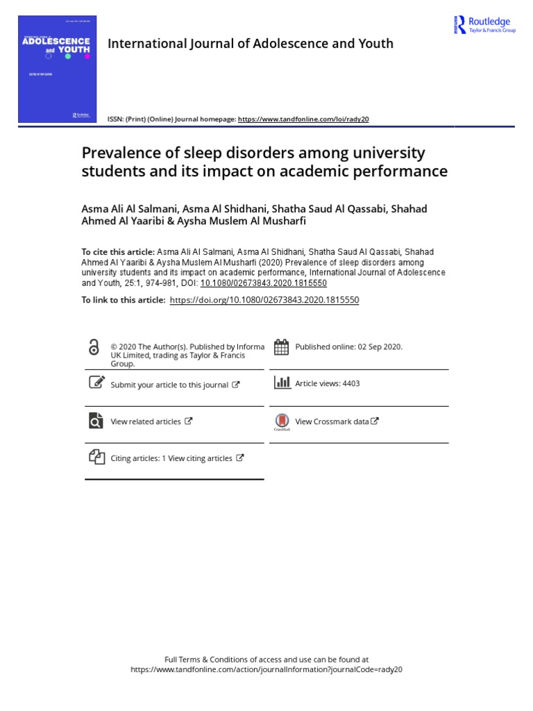 Prevalence of Sleep Disorders Among University Students and Its Impact On Academic Performance ...