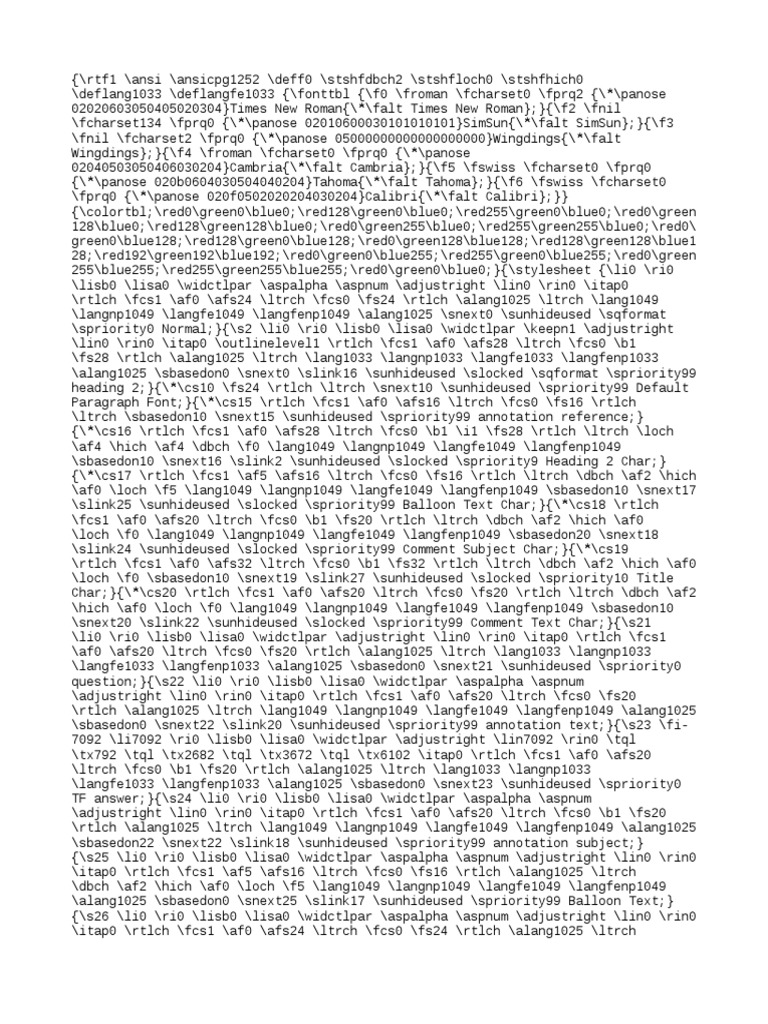 RTF Document Structure Guide | PDF | Html | Hyperlink