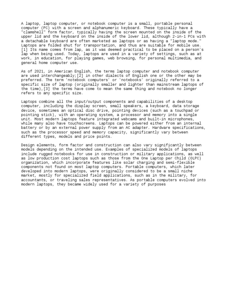 Laptop Assignment | PDF | Laptop | Personal Computers