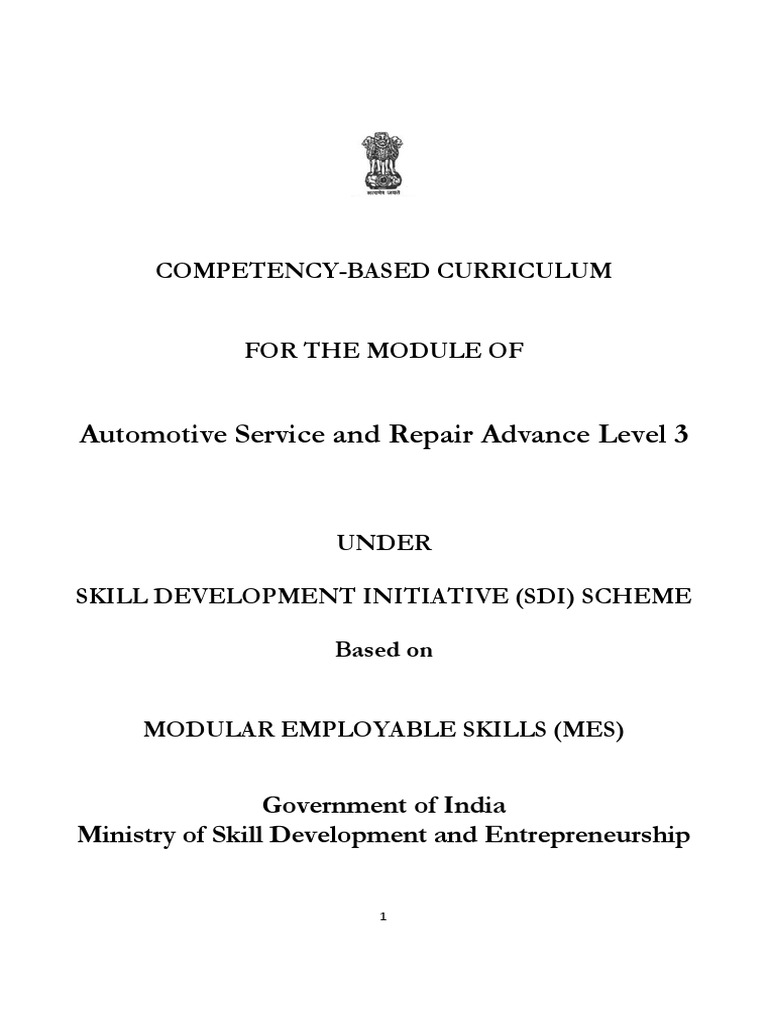 Curriculum - Automotive Service and Repair Advance Level 3 | PDF ...