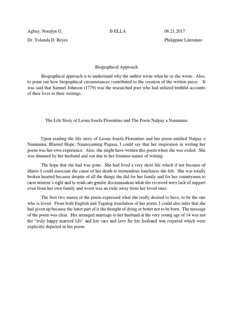 Biographical - Nalpay A Namnama - AgbayYen | PDF