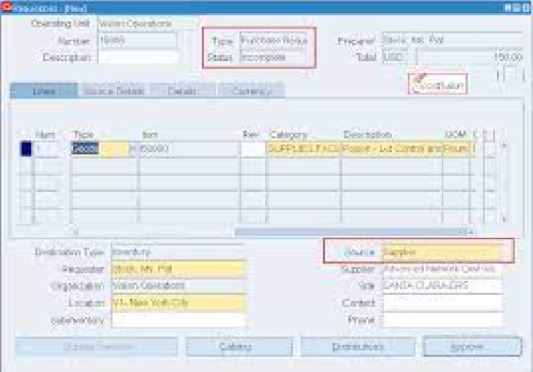 Oracle Purchase Requisition Form | PDF