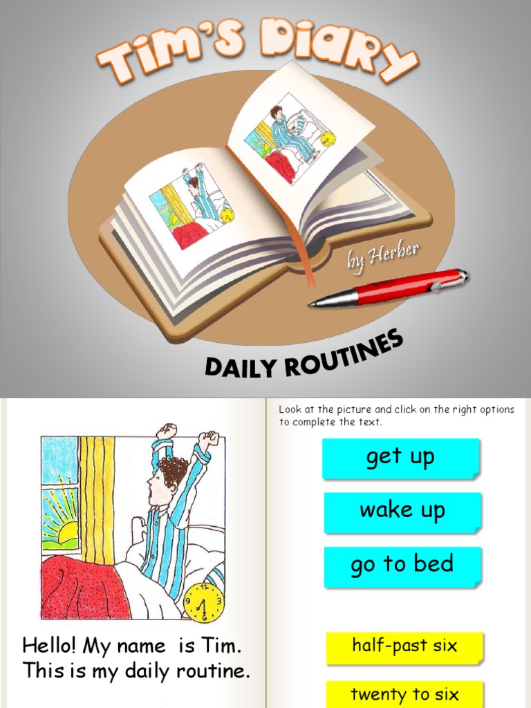 Tims Diary Daily Routines Fun Activities Games Picture Description ...